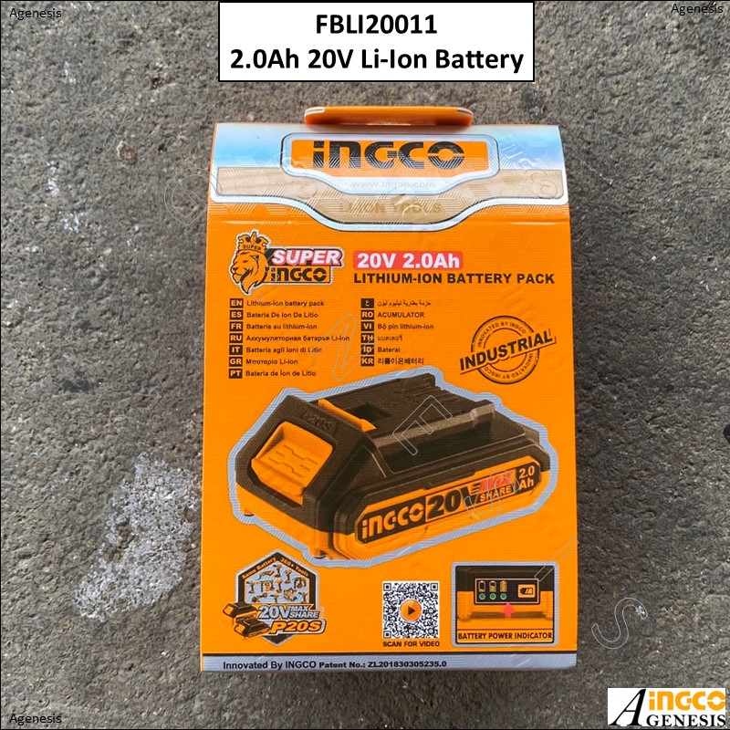 INGCO 20V Li-Ion Battery 2.0Ah FBLI20011 / 4.0Ah FBLI2002 / 5.0Ah ...