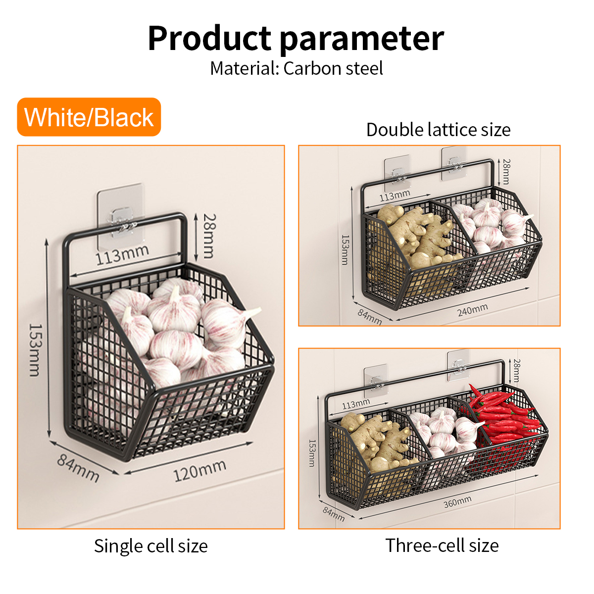 【HM】SG Wall Mounted Onion Ginger Seasoning Storage Rack in Household ...