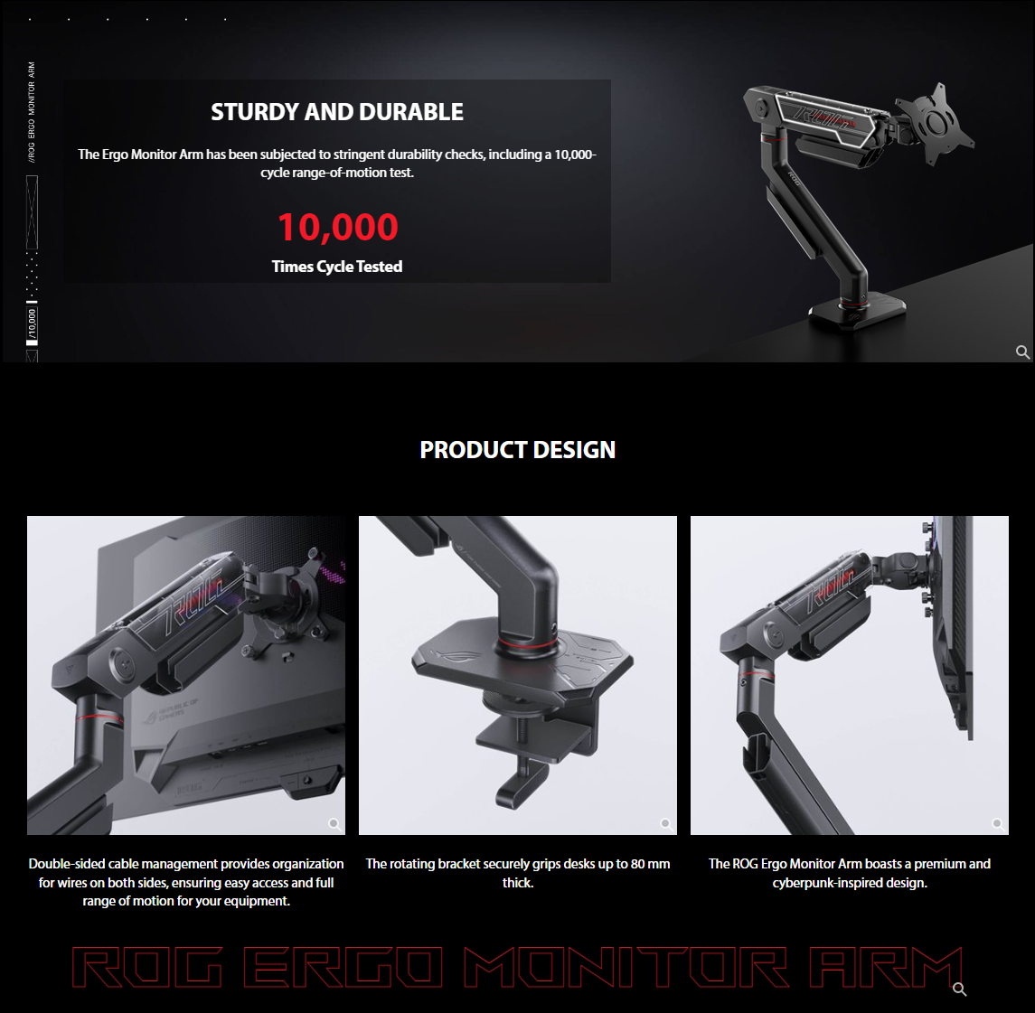 ROG Ergo Monitor Arm AAS01 - Cable Management, Ergonomic, supports up ...