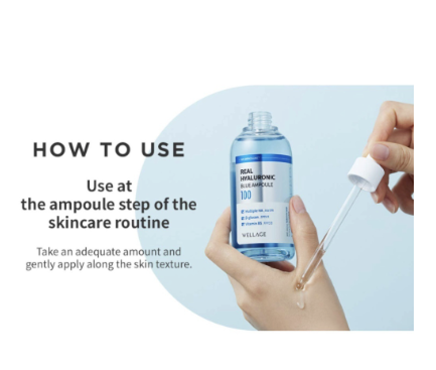 Wellage Real Hyaluronic Blue 100 Ampoule 100ml - Multiple HA, β-Glucan ...