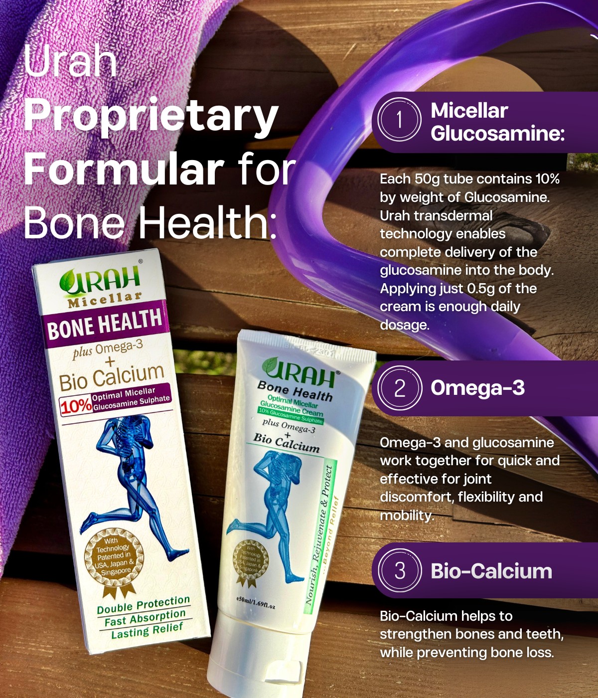[100-Days Supply] URAH Bone Health plus Bio-Calcium for Bones, Joints ...