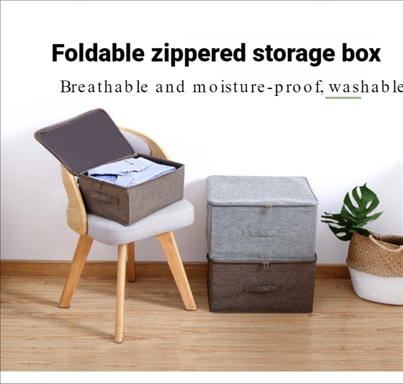 [SG Stocks] Cotton and Linen Zipper Storage Box (Foldable Fabric ...