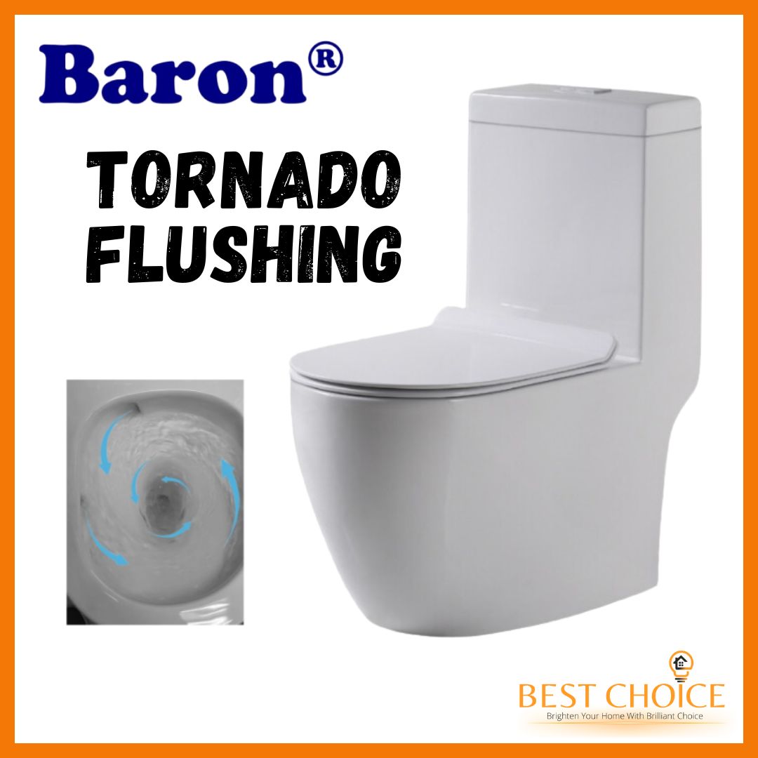 [CDC SG60] W898 Baron One Piece White Toilet Bowl Tornado Flushing ...