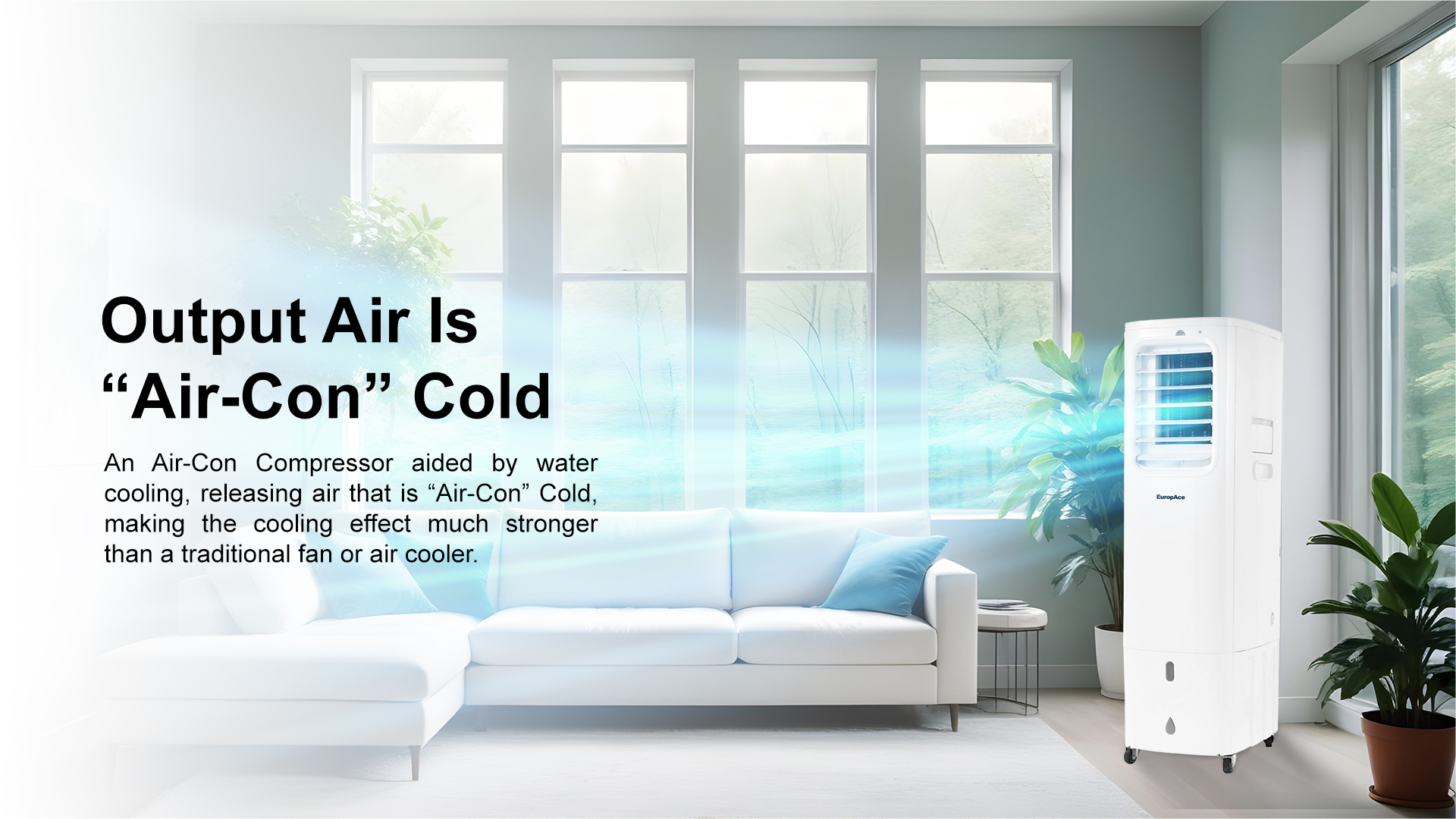 EuropAce 4-in-1 Hoseless Air Cooler with Air Con Compressor ...