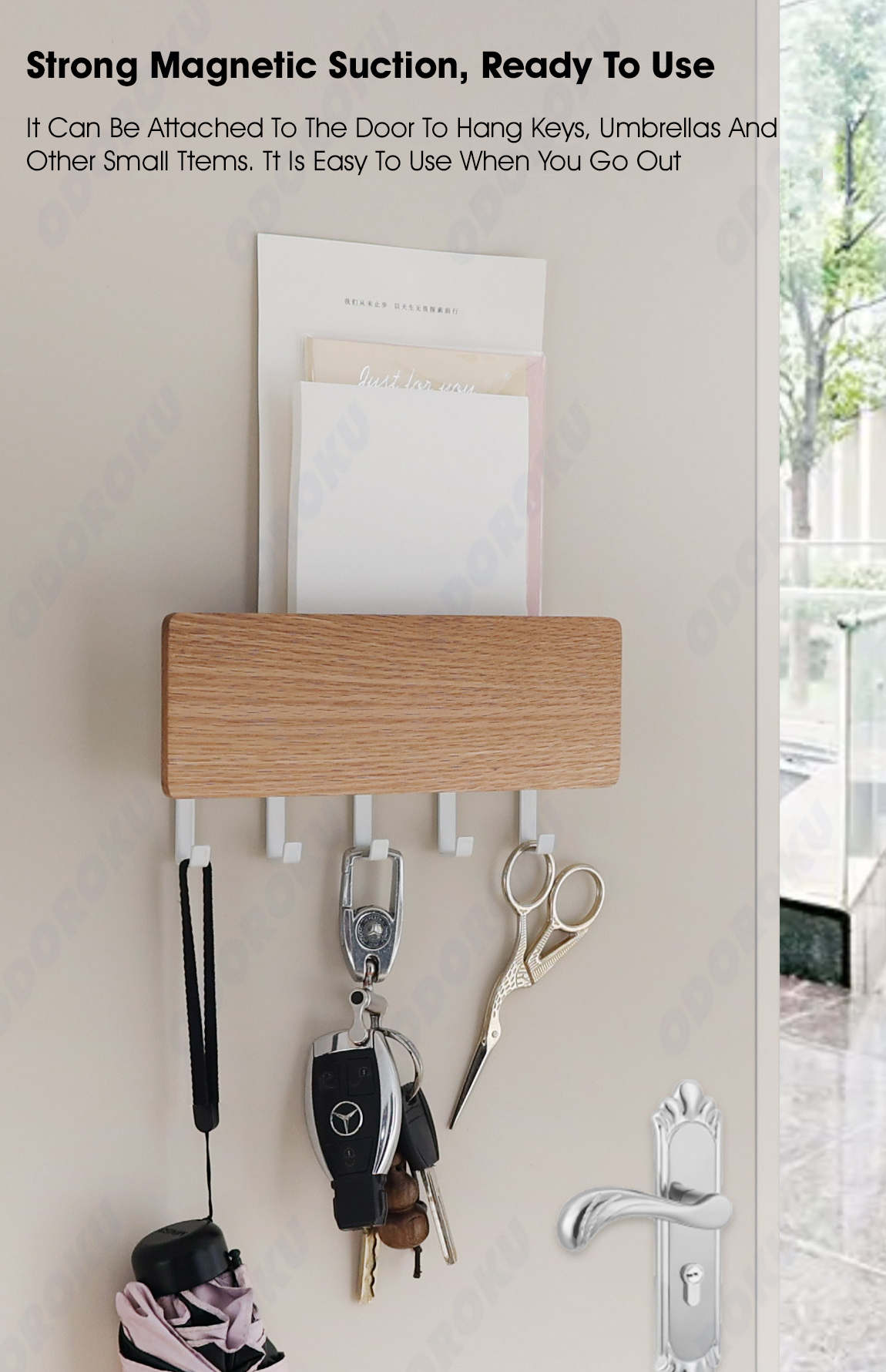 ODOROKU Self Adhesive Modern Key Storage Holder With 5 Key Hooks Key ...