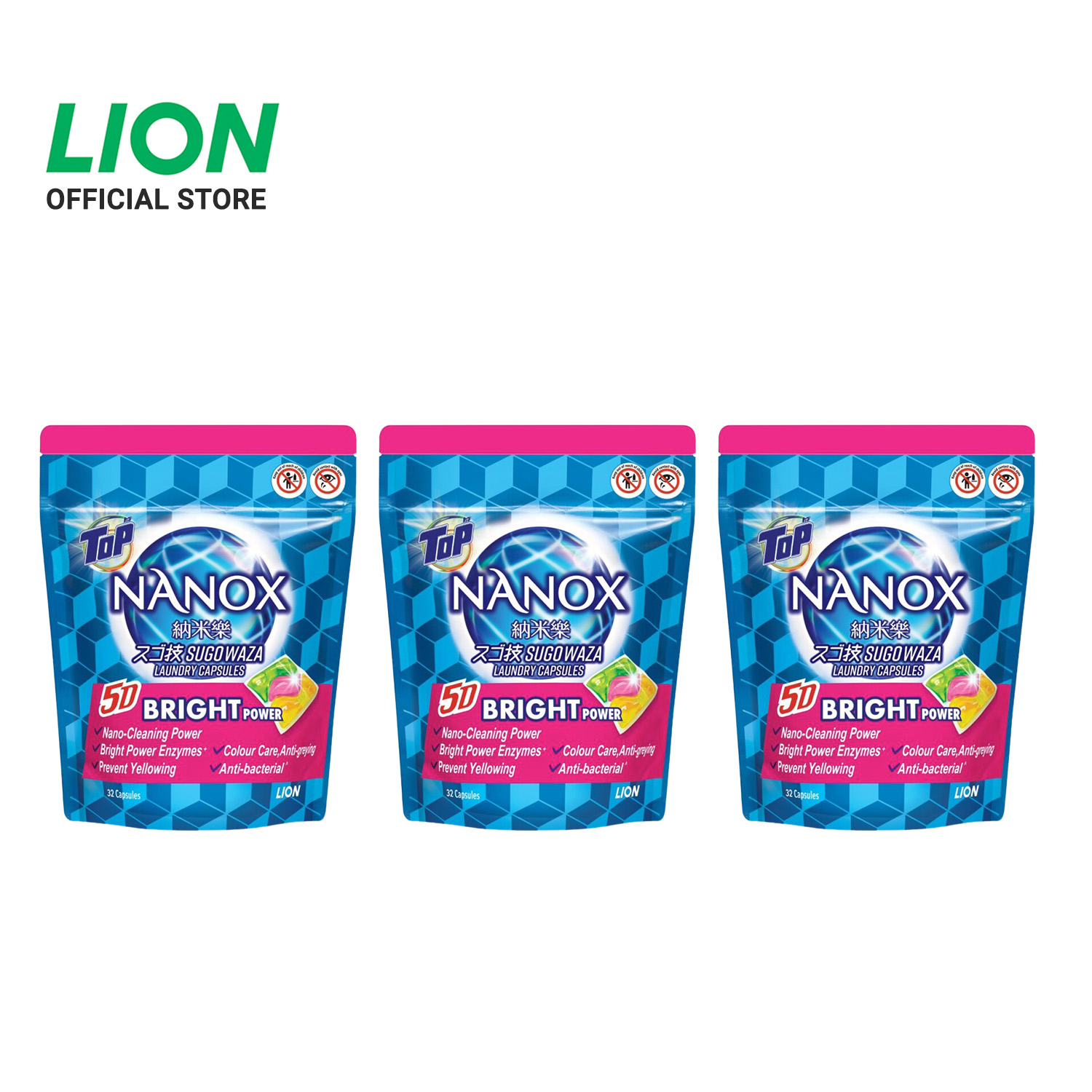 [Bundle of 3] TOP Nanox Laundry Capsules 32s | Shopee Singapore