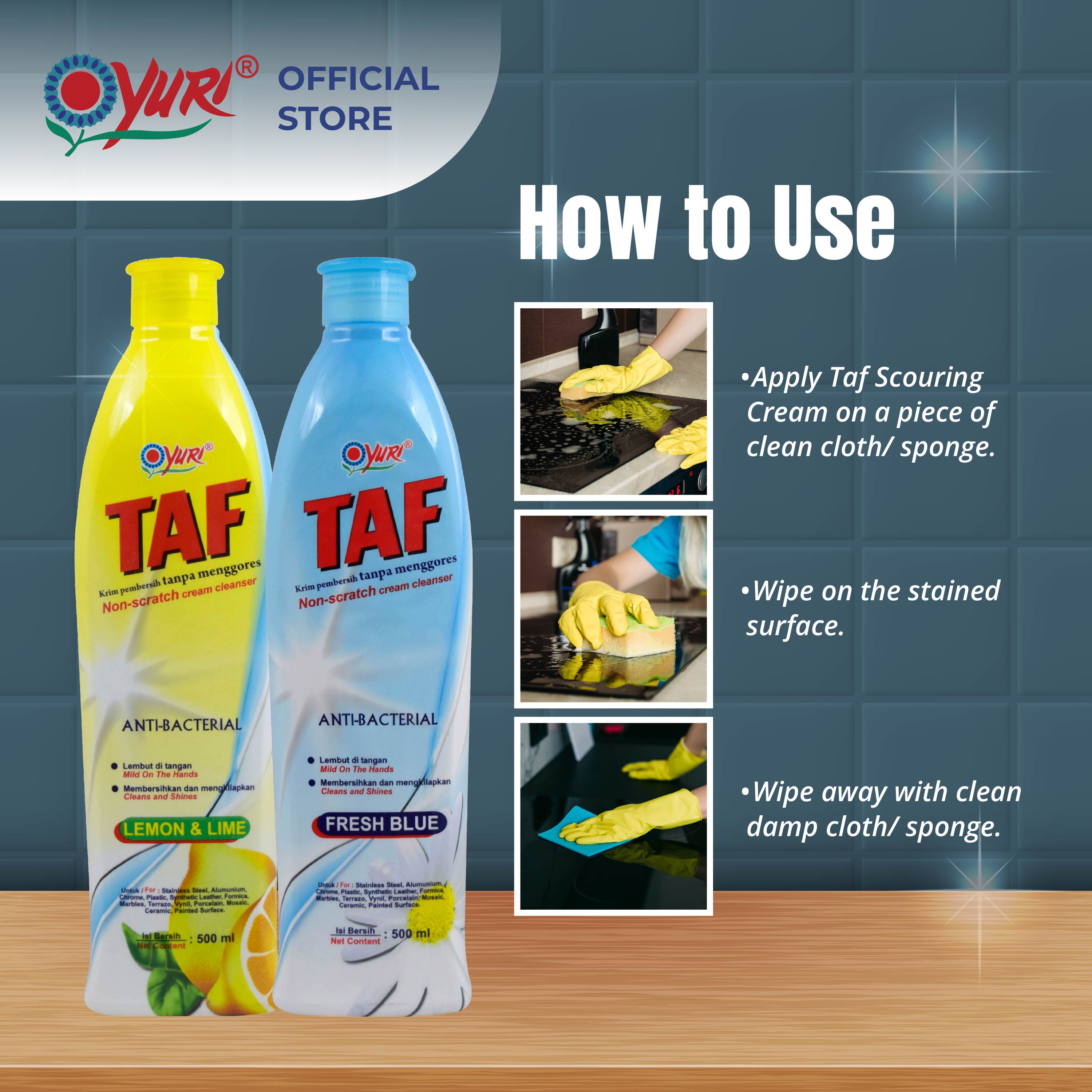 [Buy 4 Get 1 Free] Yuri Taf Non-Scratch Surface Cream Cleanser 500ml x5 ...