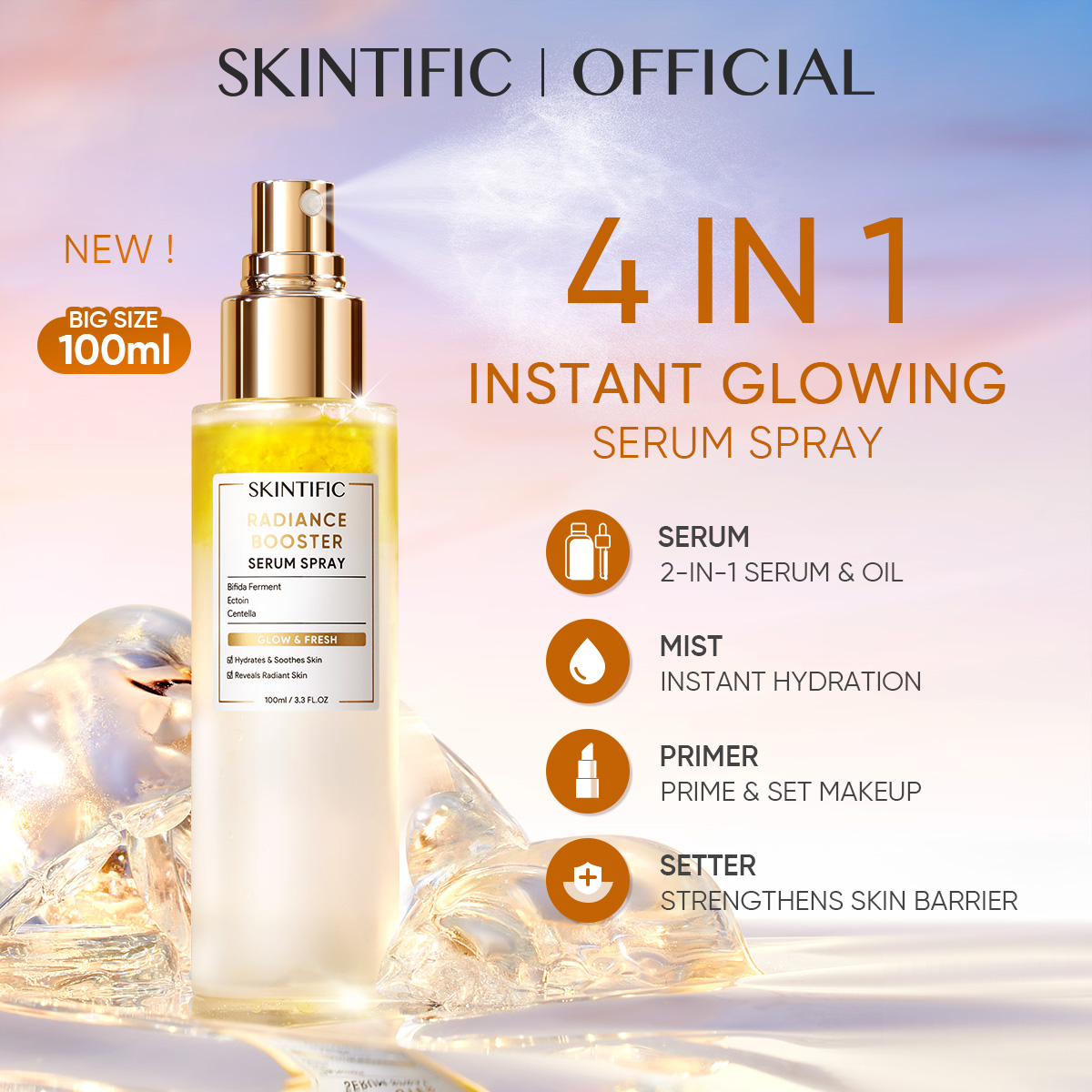 [Best sellers] SKINTIFIC Radiance Booster Serum Spray 100ml | Give ...