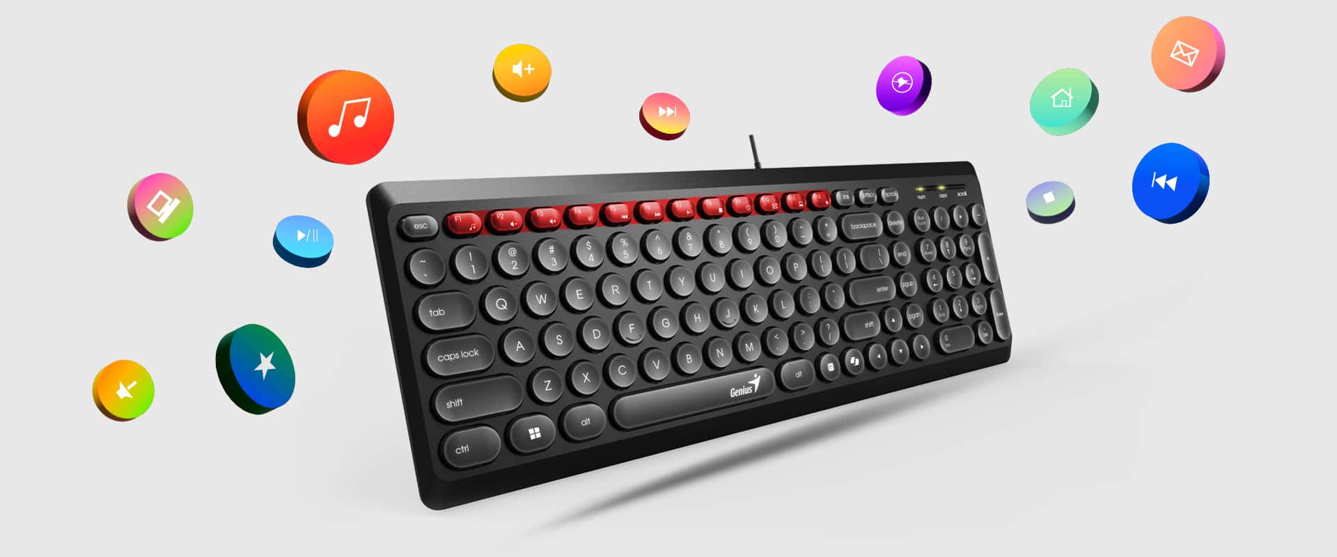 Genius SlimStar Q200 Slim Multimedia Keyboard AI Copilot Key, 12 FN ...