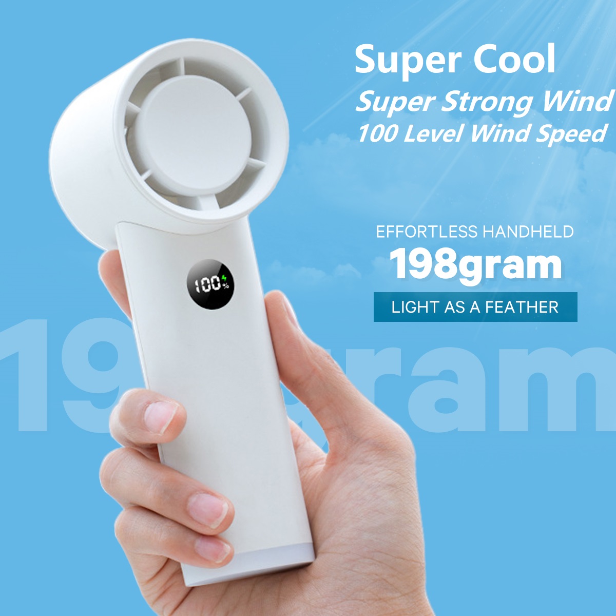 Portable Folding Mini Fan 4000mAh 5 Gears USB Rechargeable Adjustable ...