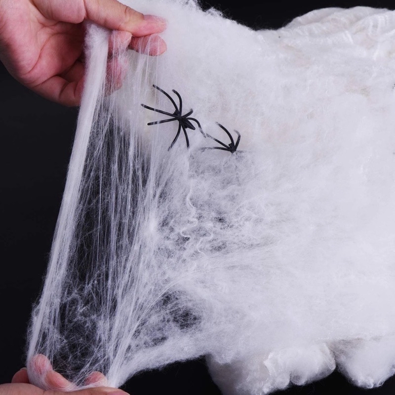 [SG Seller] 60g/ 100g Stretchy White Spider Web Decoration with Mini ...