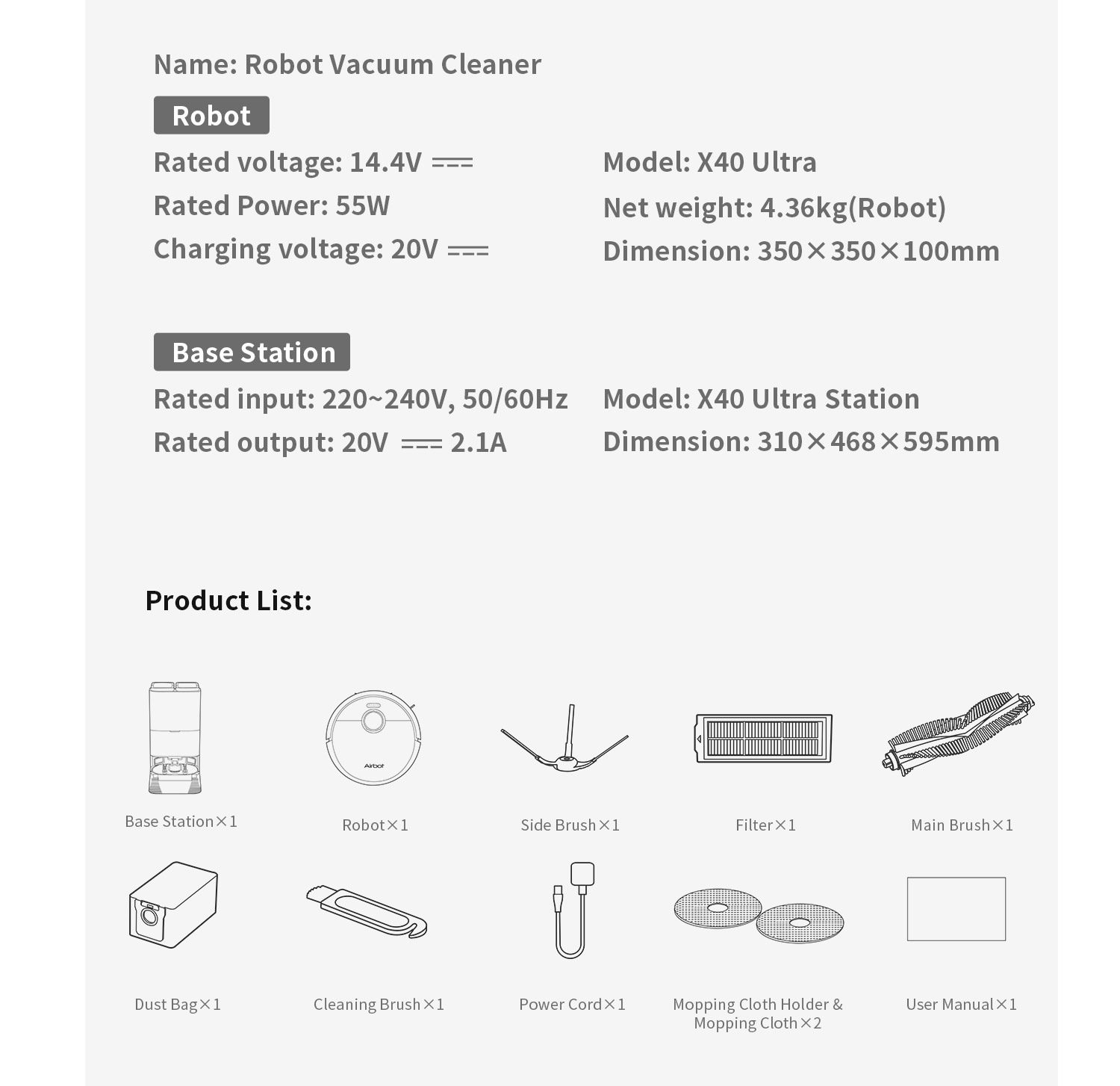 Airbot Robot Vacuum X40 Ultra, 17000Pa AirGPT AI-Powered Smart Robotic ...