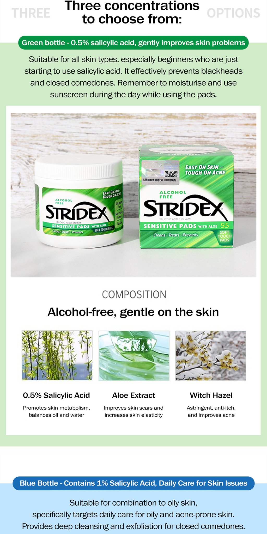 Stridex Acne Control Pads with Salicylic Acid (Sensitive / Maximum ...