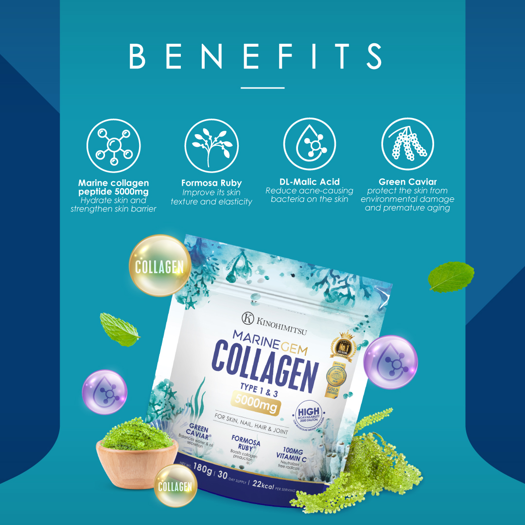 Kinohimitsu MarineGem Collagen 5000mg Beauty & Health Supplement 180g ...