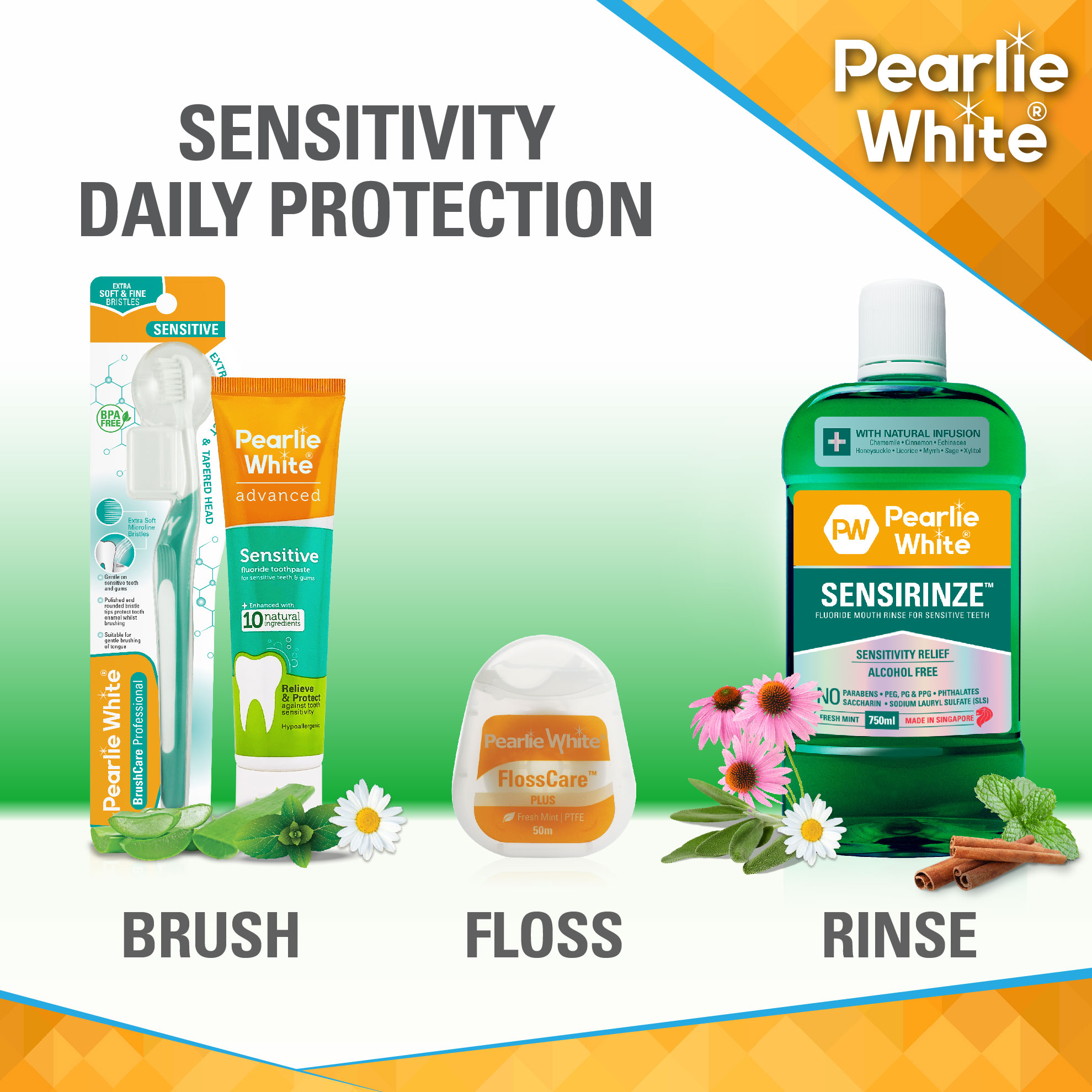 [Bundle of 3] Pearlie White Sensirinze Mouth Rinse / Mouth Wash 750ml ...