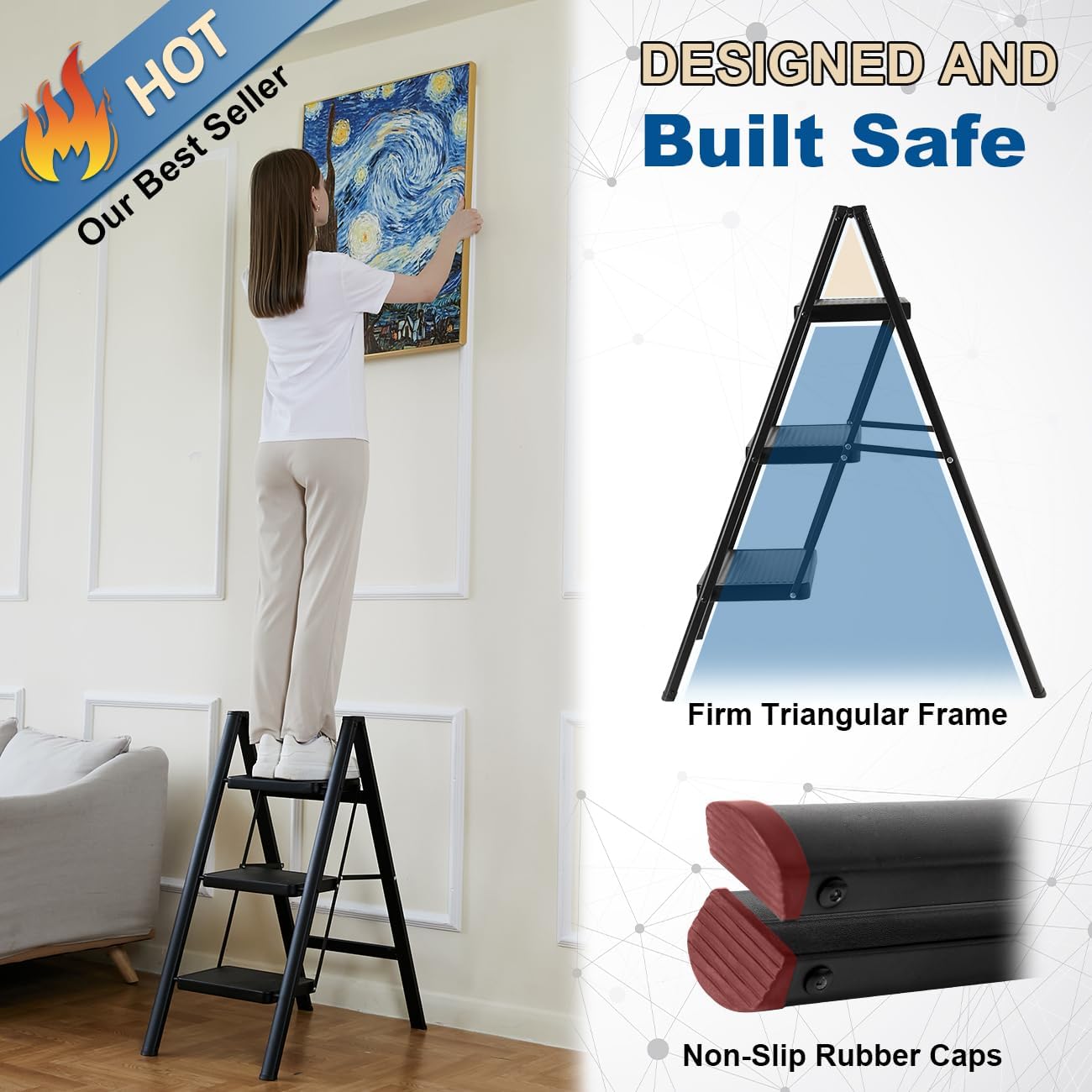 [⭐SG Seller]Folding ladder household carbon steel ladder folding ...