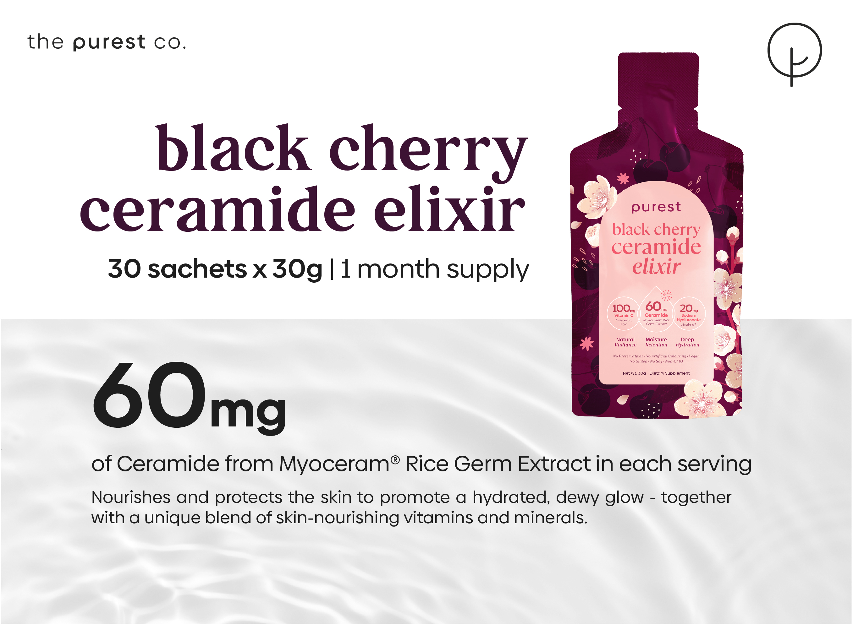 Purest Co Black Cherry Ceramide Elixir (Skin Hydration and Rejuvenation ...