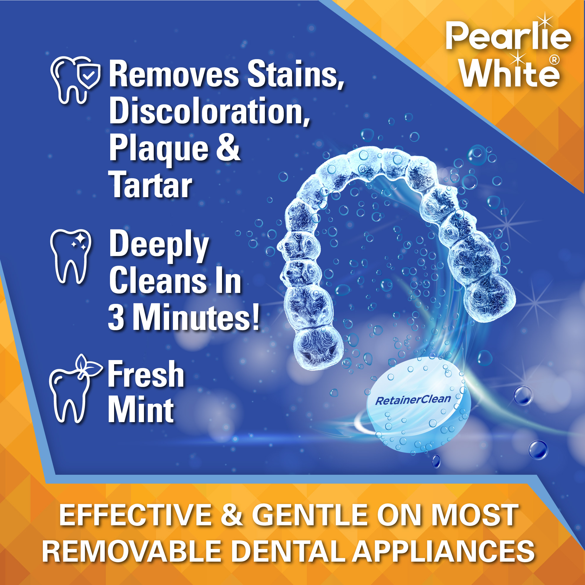 Pearlie White Retainer Clean Fast Cleaning Tablets 36s - for Aligner ...