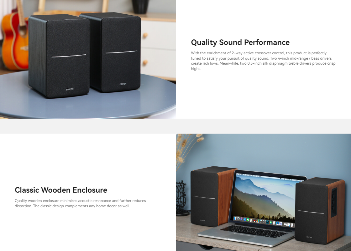 Edifier R1280DBs Active Bluetooth Bookshelf Speakers Black / Wood (2 ...