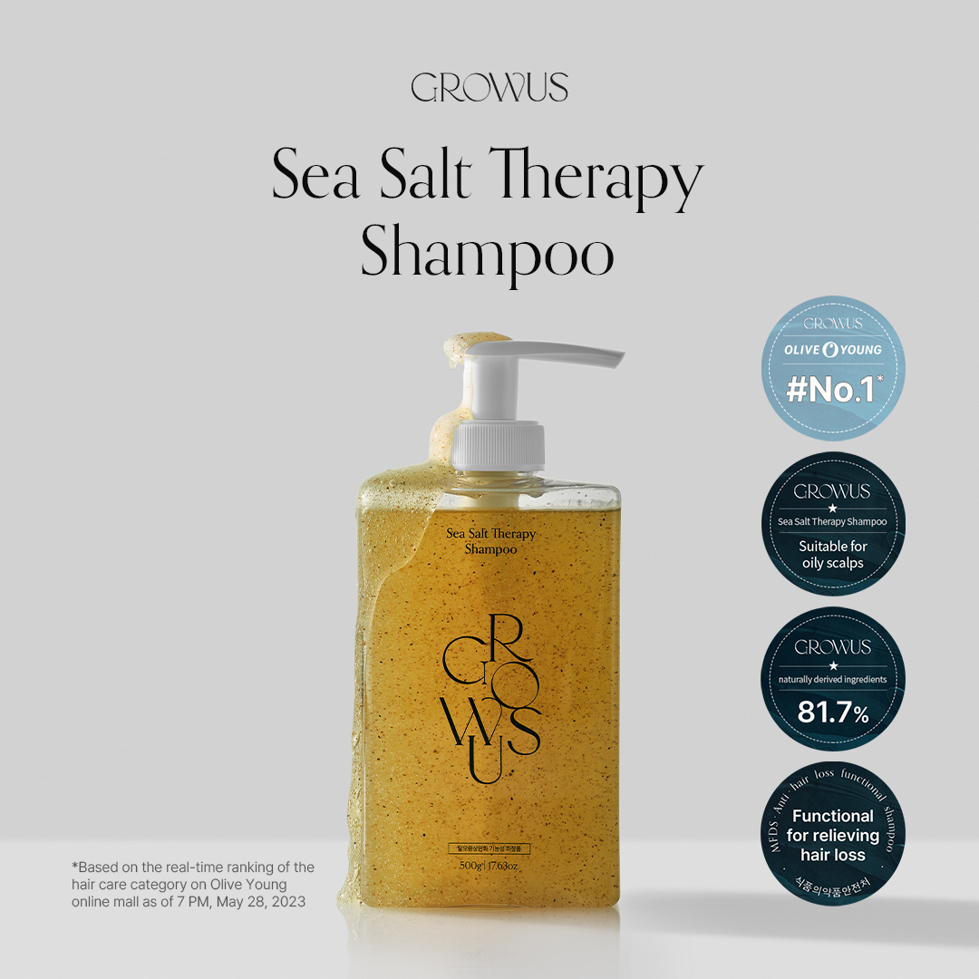 [GROWUS Official] Seasalt Therapy Shampoo 500ml, Deep Scalp Cleansing, Mineral-Rich Sea Salt ...