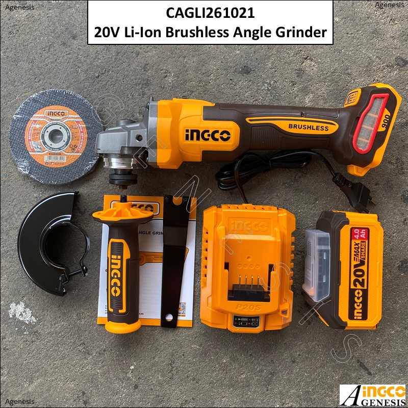 INGCO 20V Li-Ion Angle Grinder (Brushless Motor) CAGLI261021 | Shopee ...