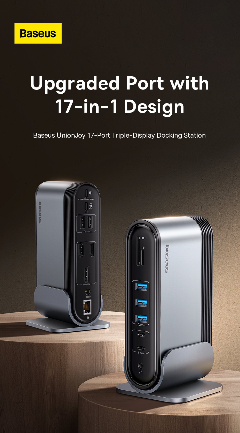 Baseus 17 in 1 USB C HUB Type C to Multi HDMI USB 3.0 with Power Adapter Docking Station for ...