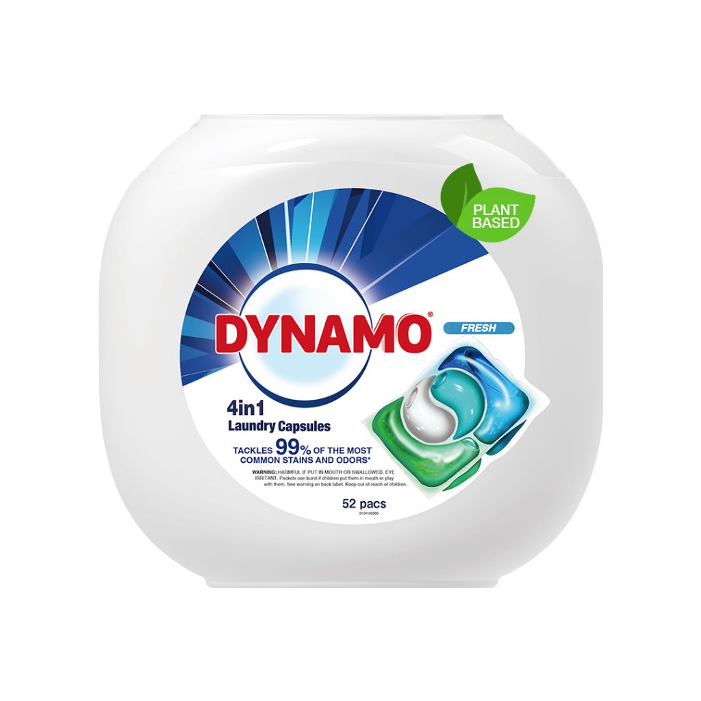 Dynamo 4in1 Plant Based Laundry Capsules 52 Pods Tub - 3X Odor Remover ...