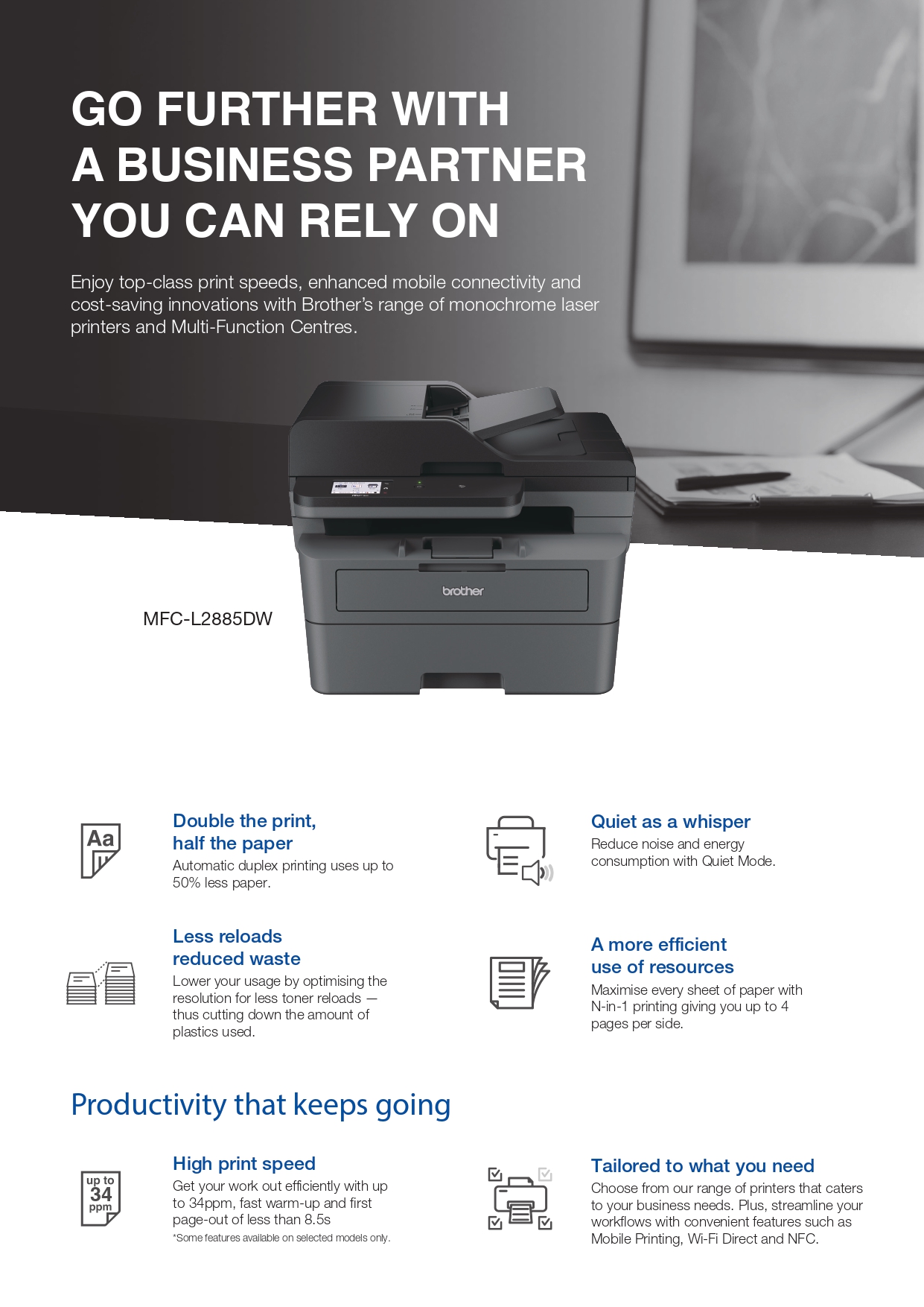 Brother DCP-L2640DW Multi Function Mono Laser Printer | Print, Scan ...