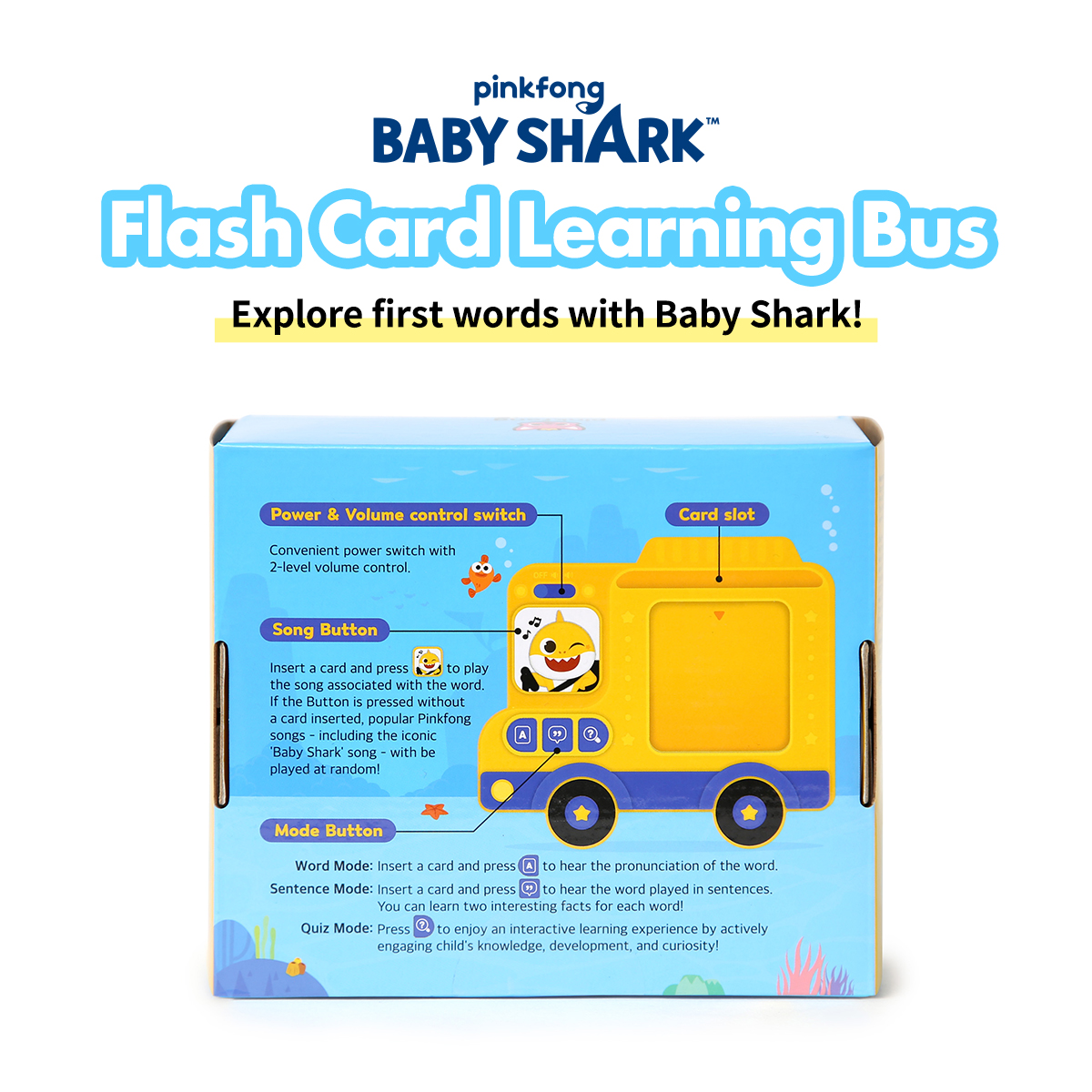PINKFONG Official Baby Shark Flash Card Learning BusTravel toys ...