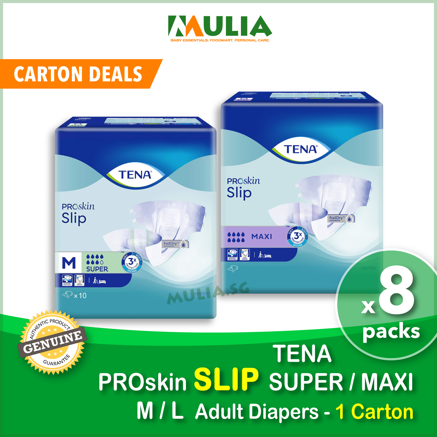 [1 carton] TENA PROskin SLIP Super / Maxi - M / L Size | Shopee Singapore