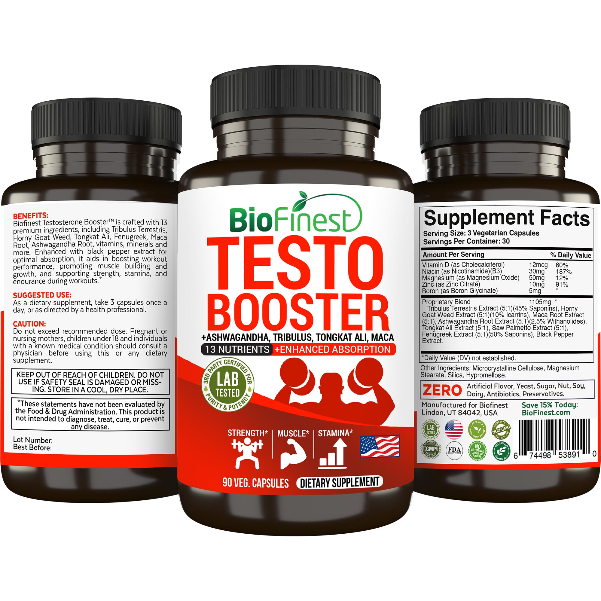 Biofinest Testo Booster Supplement Tongkat Ali Maca Ashwagandha Horny ...