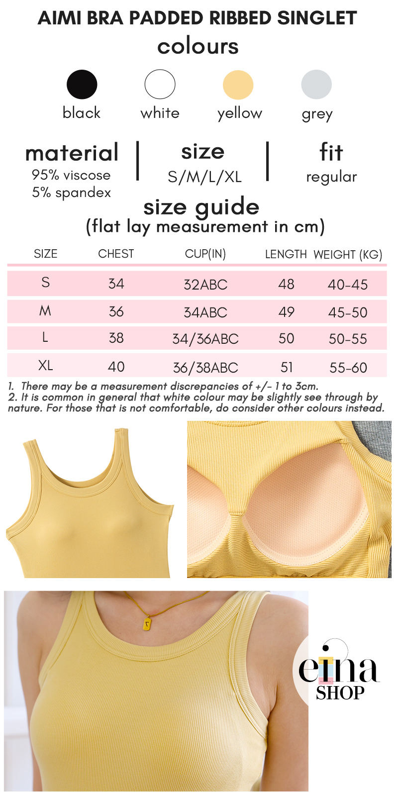 Einashop Bra Padded Top Collection 4 Designs SG Ship tank top crop top bra padded cropped top ...