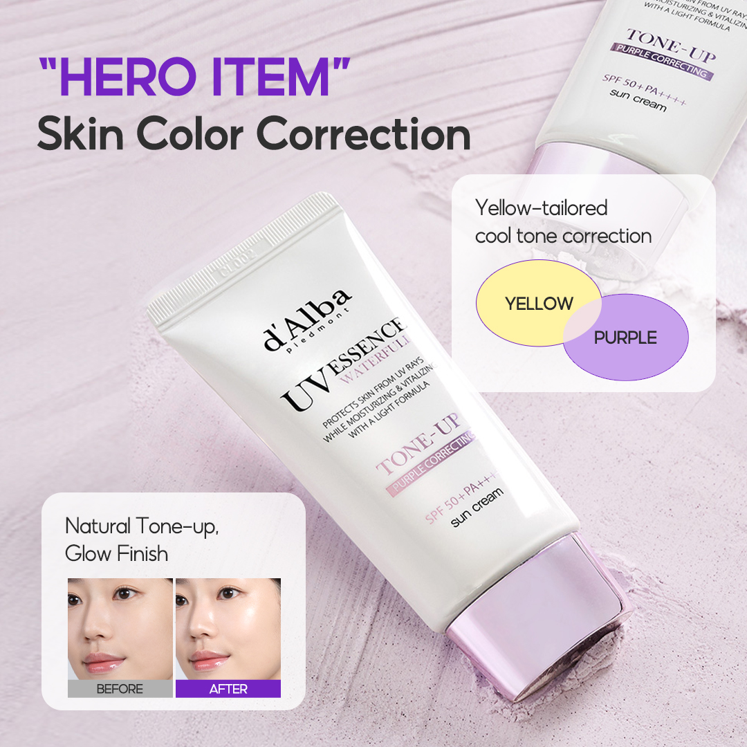 [D'ALBA OFFICIAL] Waterfull Purple Tone-up Sunscreen 50ml, Vegan, SPF ...