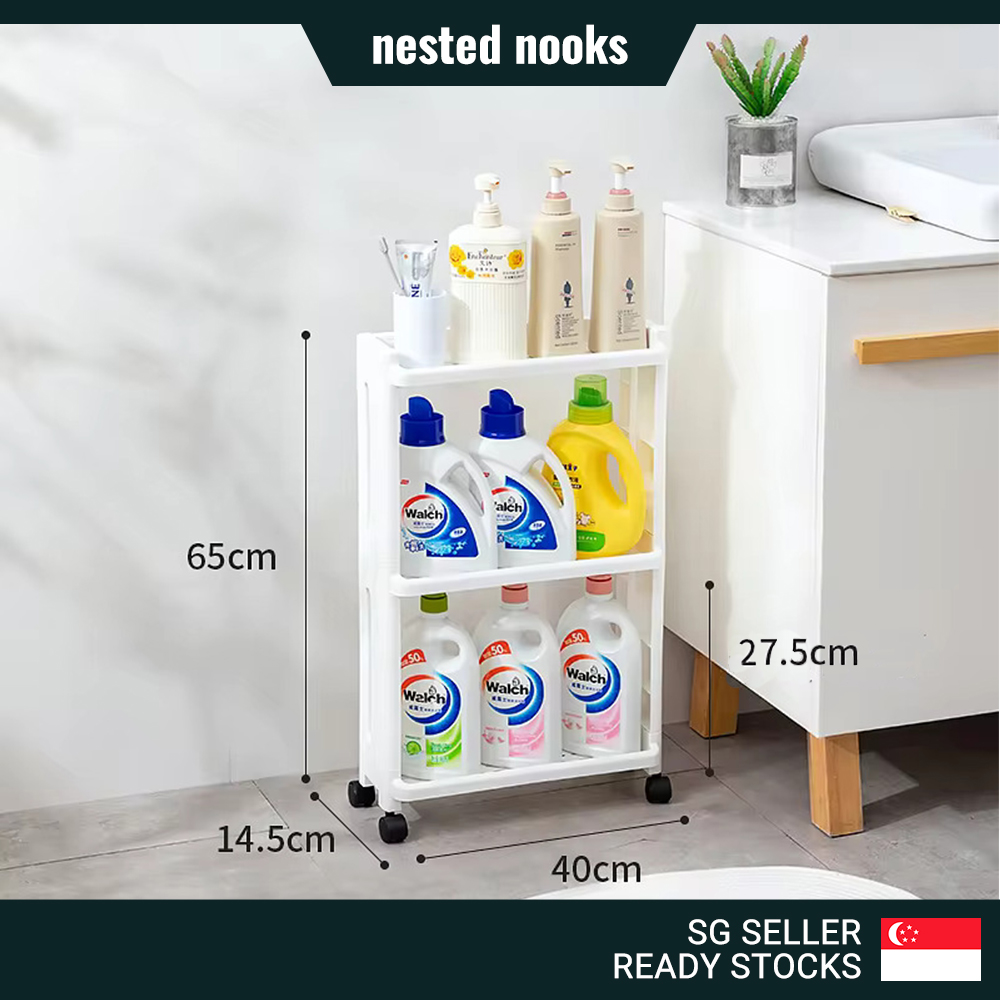 Slim Trolley with Wheels Kitchen Bathroom Storage Rack Narrow Gap ...