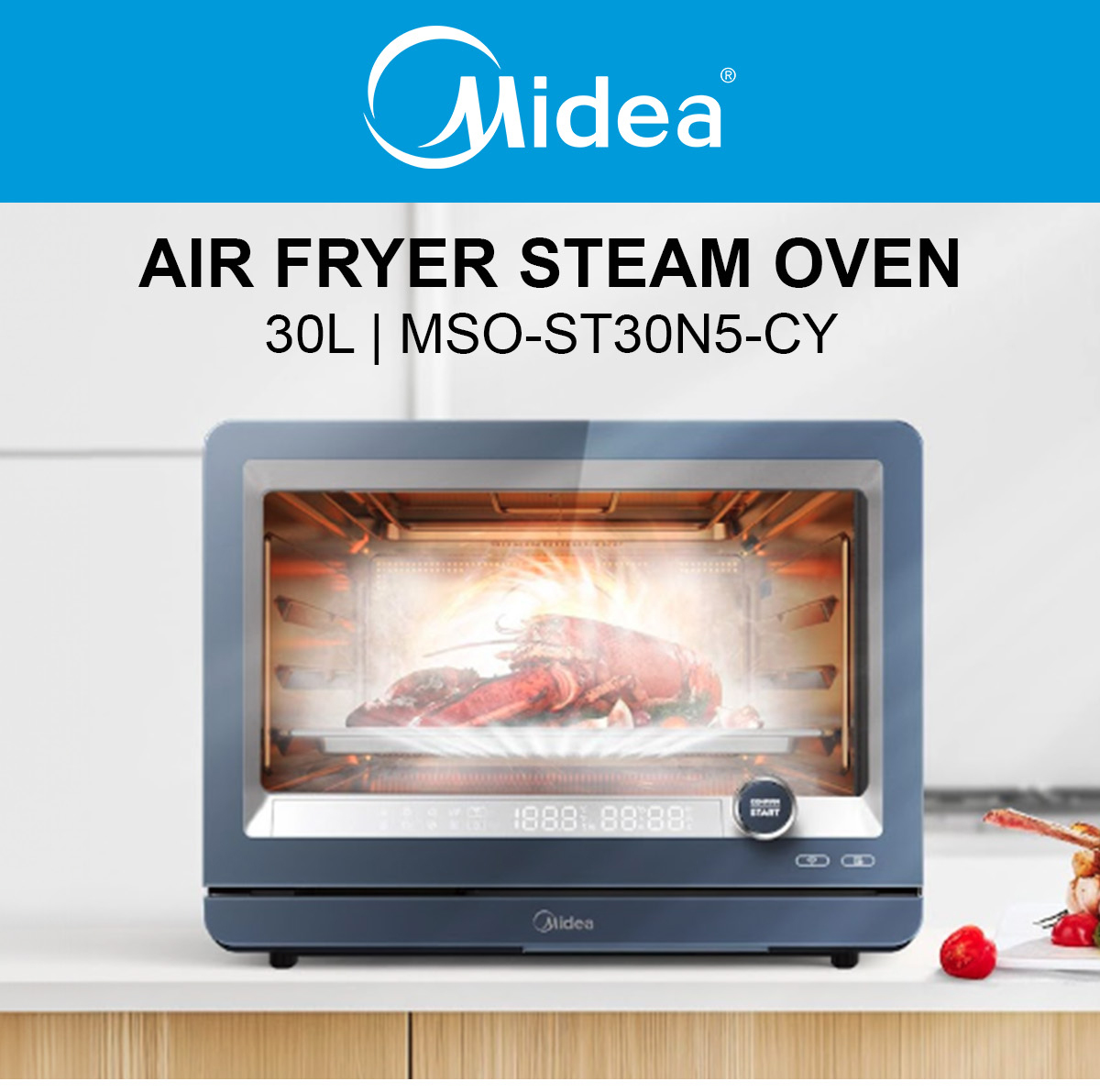Midea MSO-ST30N5-CY Air Fryer Steam Oven 30L | Shopee Singapore