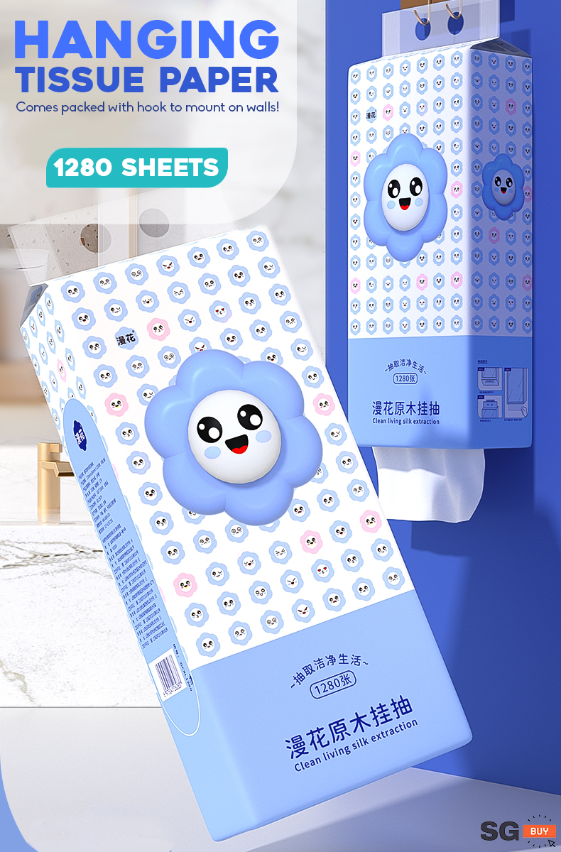 1280 Pc 4 Ply Hanging Tissue Paper With Hook Tissue Packet 4 ply Facial ...