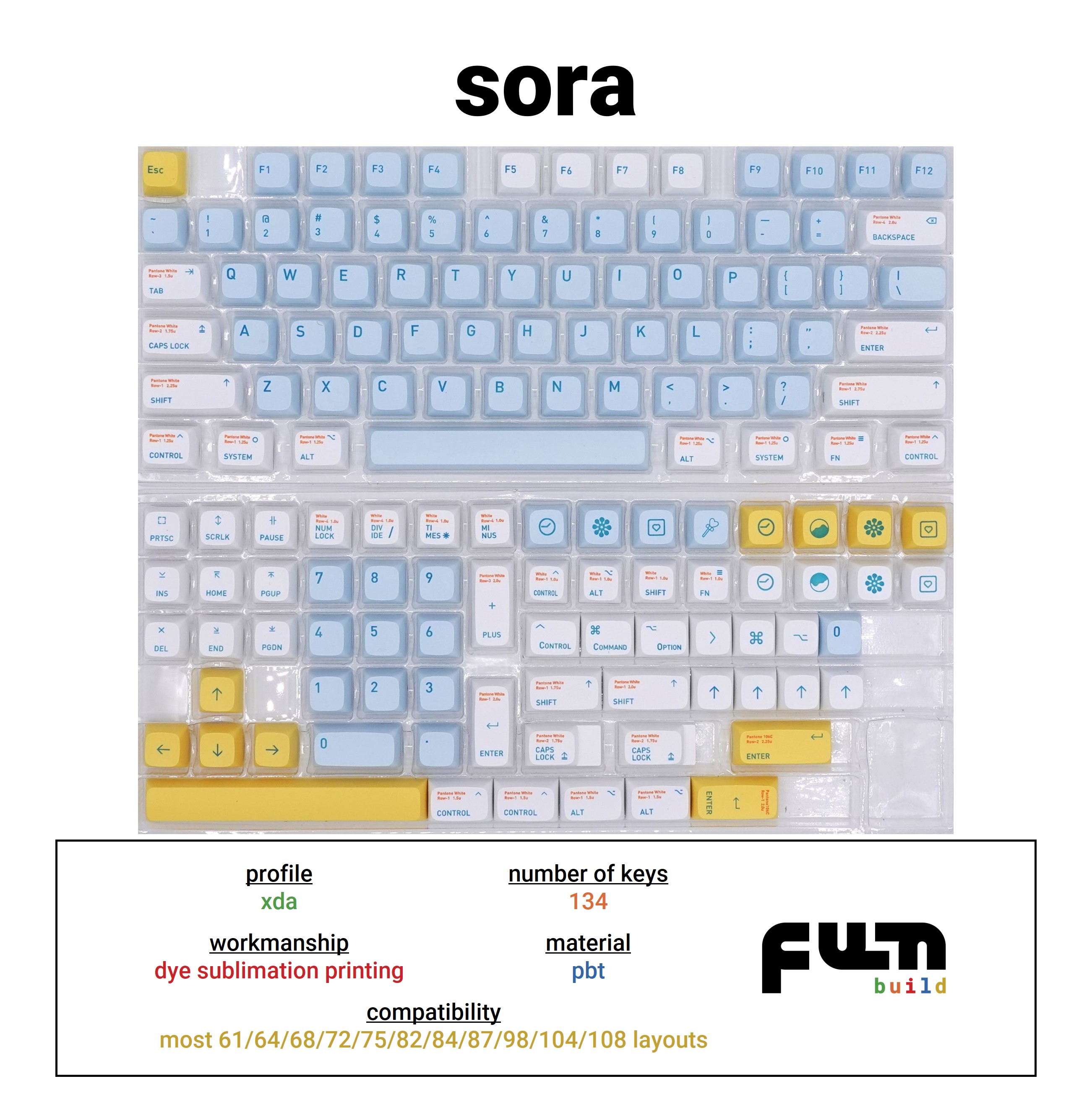 [SORA Keycaps][XDA Profile] Dye Sublimation Printed 134 Keys for ...