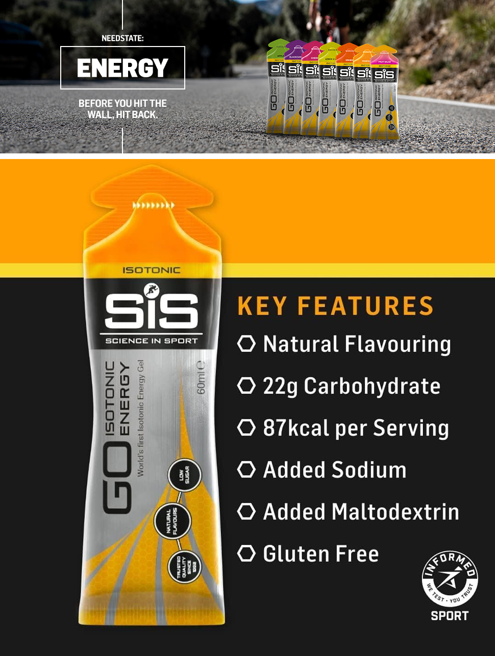 EXP 04/2026 Science In Sport SIS GO Isotonic Energy Gels, Running Gels ...