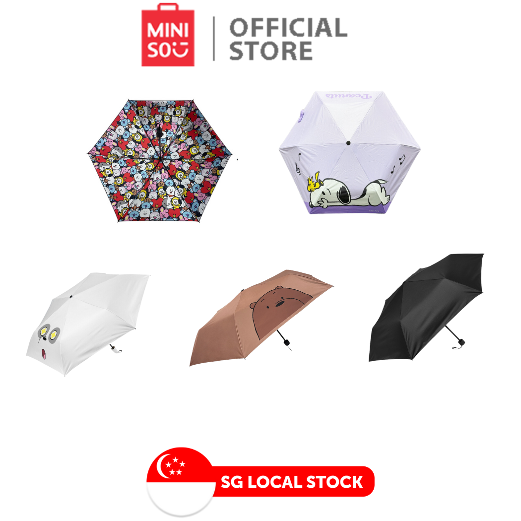 MINISO Classic Solid We Bare Bears Collection Color Sun Umbrella (Black ...