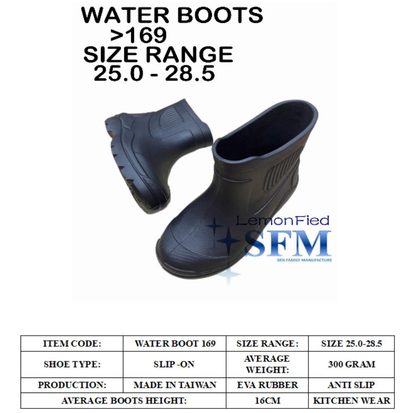 Water Boots 169 Kitchen Size 38-46 Anti-Slip Light Weight Black MID-Cut ...