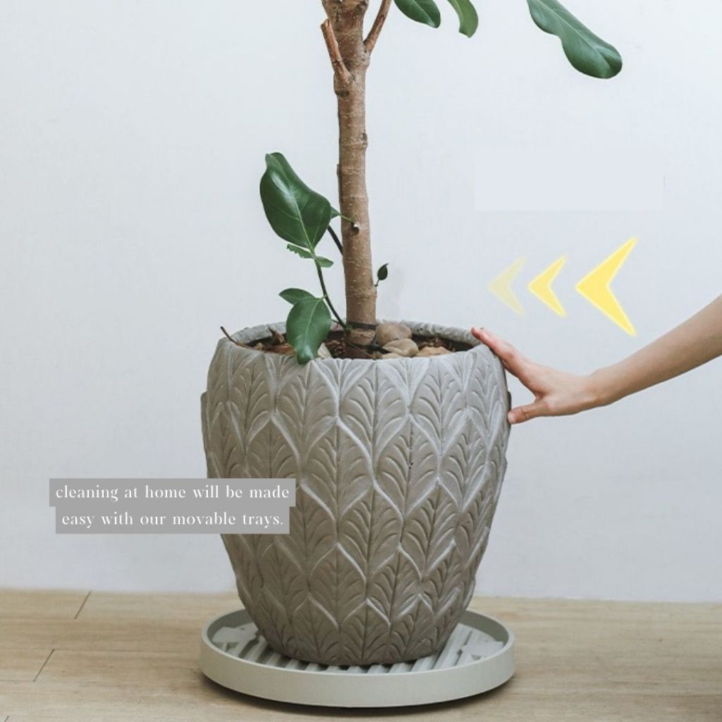 [SG Stock]Movable Round Plant Pot Tray with Wheels | Big Planters Heavy ...