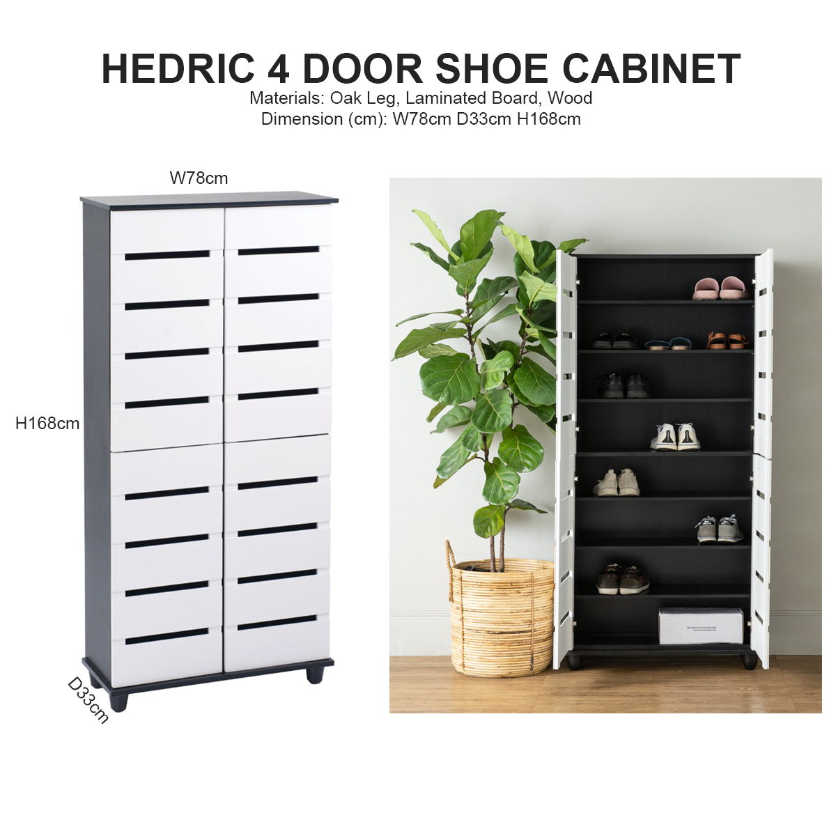 (SG Seller) Shoe Cabinet, FREE ASSEMBLY (Wooden Shoe Rack Storage ...