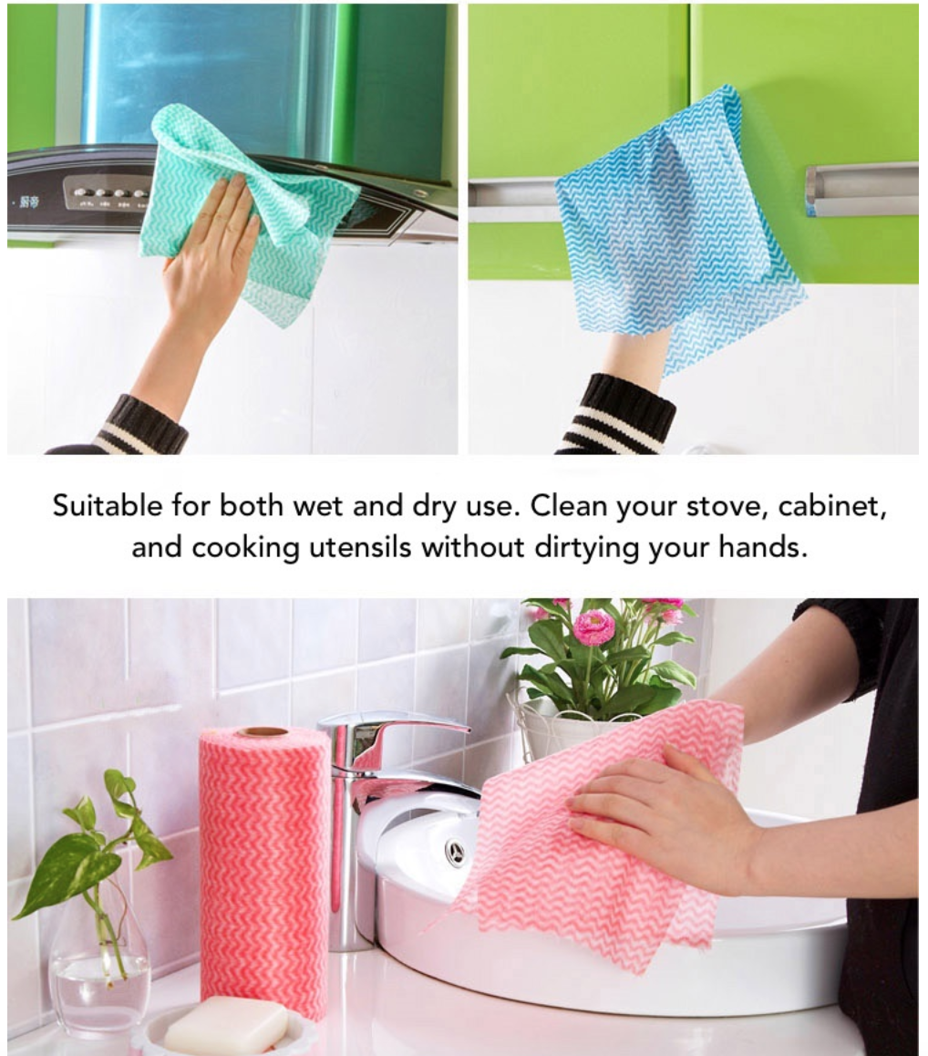 Colorful Disposable Kitchen Towel x 4 rolls(random color) / 50 pcs per ...