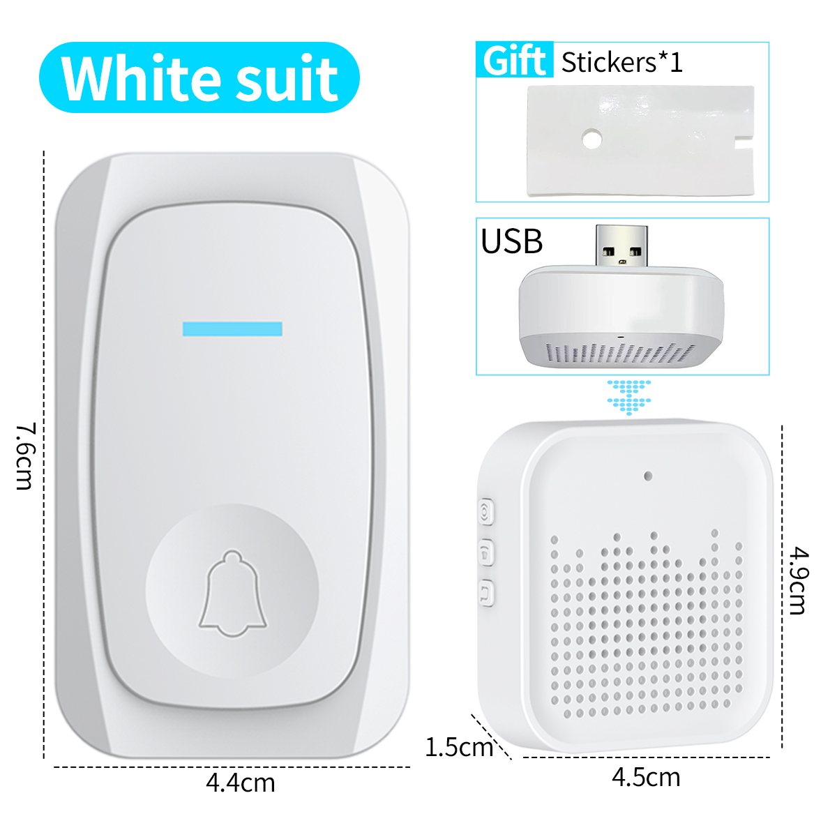 Wireless Doorbell Self-powered / Batteries Powered Home Smart Door Bell ...