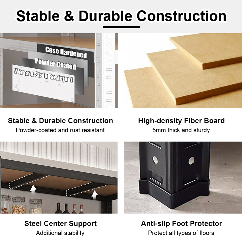 Metal Rack Storage Shelf Adjustable Rack Boltless Shelf Shelving Living ...