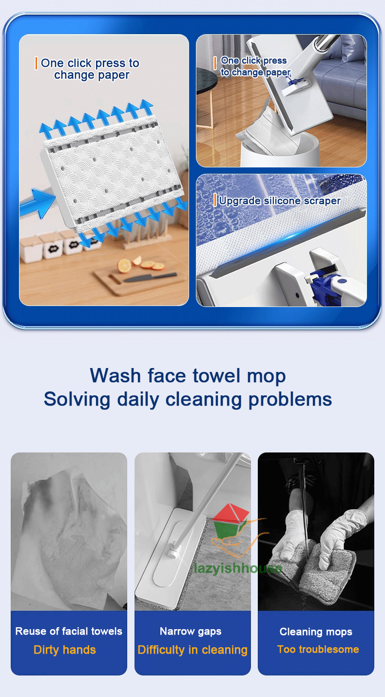 🔥【SG READY STOCK】🔥 Automatic Clamping Floor Cleaning Mop Replaceable ...