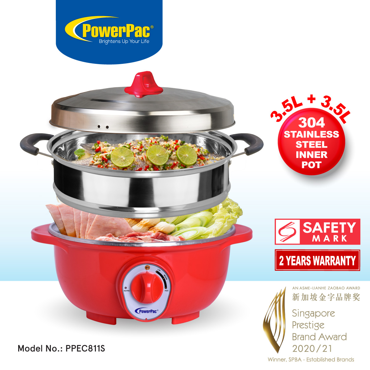 PowerPac 9.5L Multi Function Food Steamer, Multi Cooker with Non-stick ...