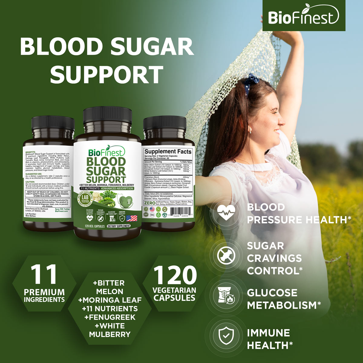 Biofinest Blood Sugar Support Supplement - Healthy Insulin Glucose ...