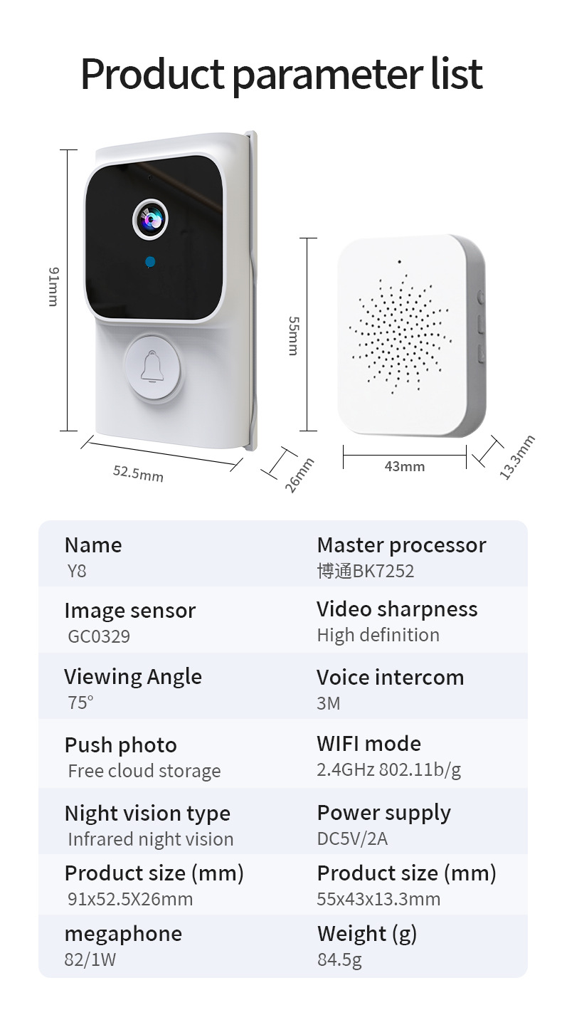 SG WIFI Video Doorbell Camera Wireless Night Vision Smart Home Security ...