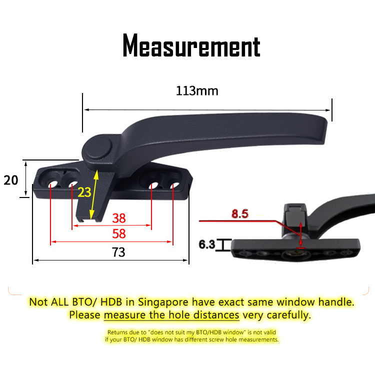 (SG STOCK) BTO HDB Window Locking Handle Replacement - Aluminium ...